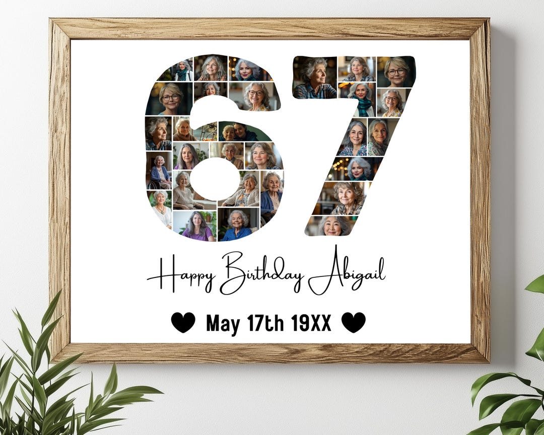 67th Birthday Photo Collage Template, Personalized 67th Birthday Gift ...