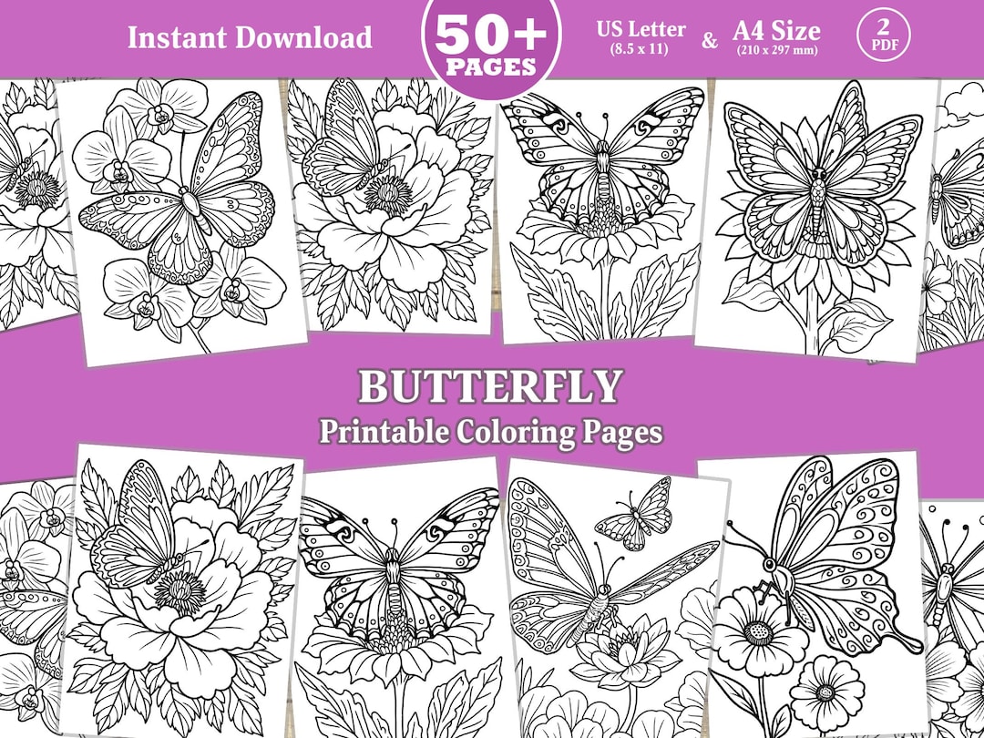 50+ Butterfly Coloring Pages Printable PDF, Bold Easy Butterfly ...