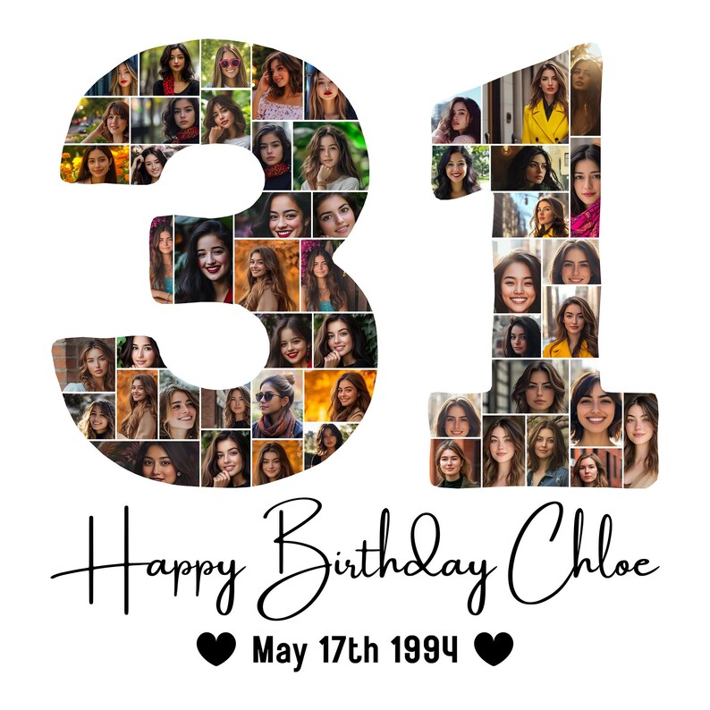 31st Birthday Photo Collage Template, Personalized 31st Birthday Gift ...