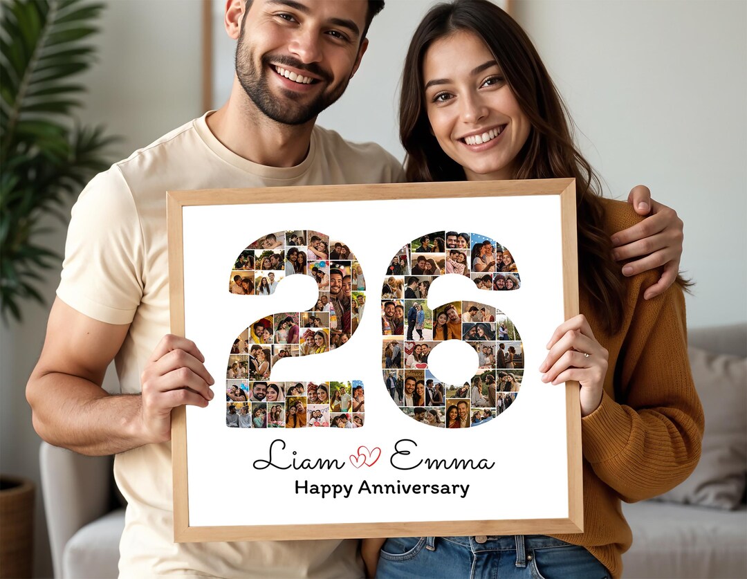 26th Anniversary Photo Collage, Printable Number Collage, Couple Photo ...