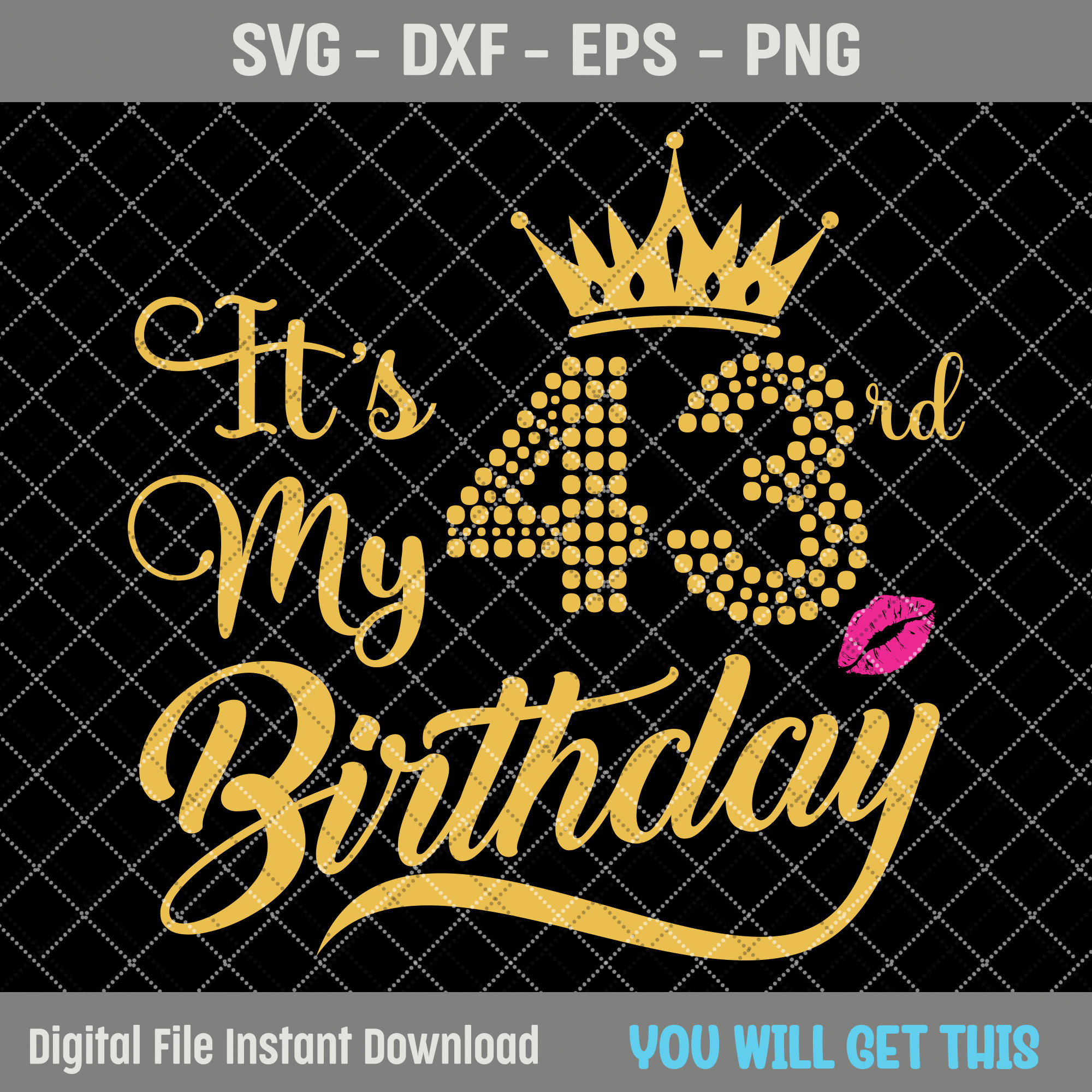 It's My 43 Birthday Shirt SVG, My 43rd Birthday SVG, 43 Birthday Girl ...