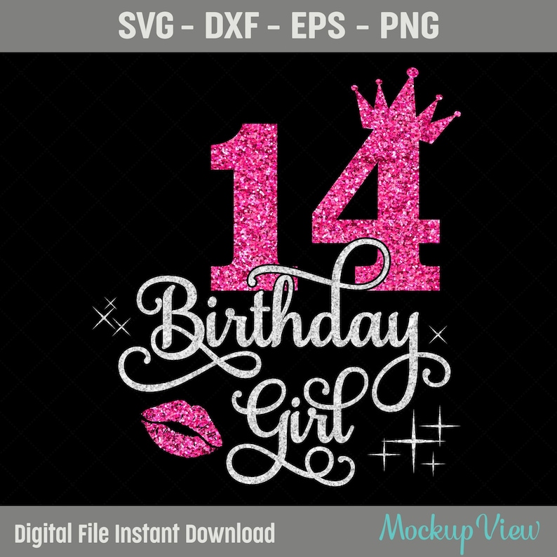 14th Birthday Girl SVG, 14 Year Old Birthday Girl Svg, 14th Birthday ...