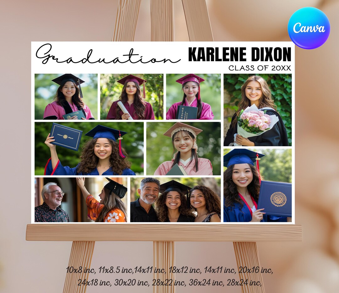 Graduation Photo Collage Template Canva, Senior Gift Class of 2025 ...