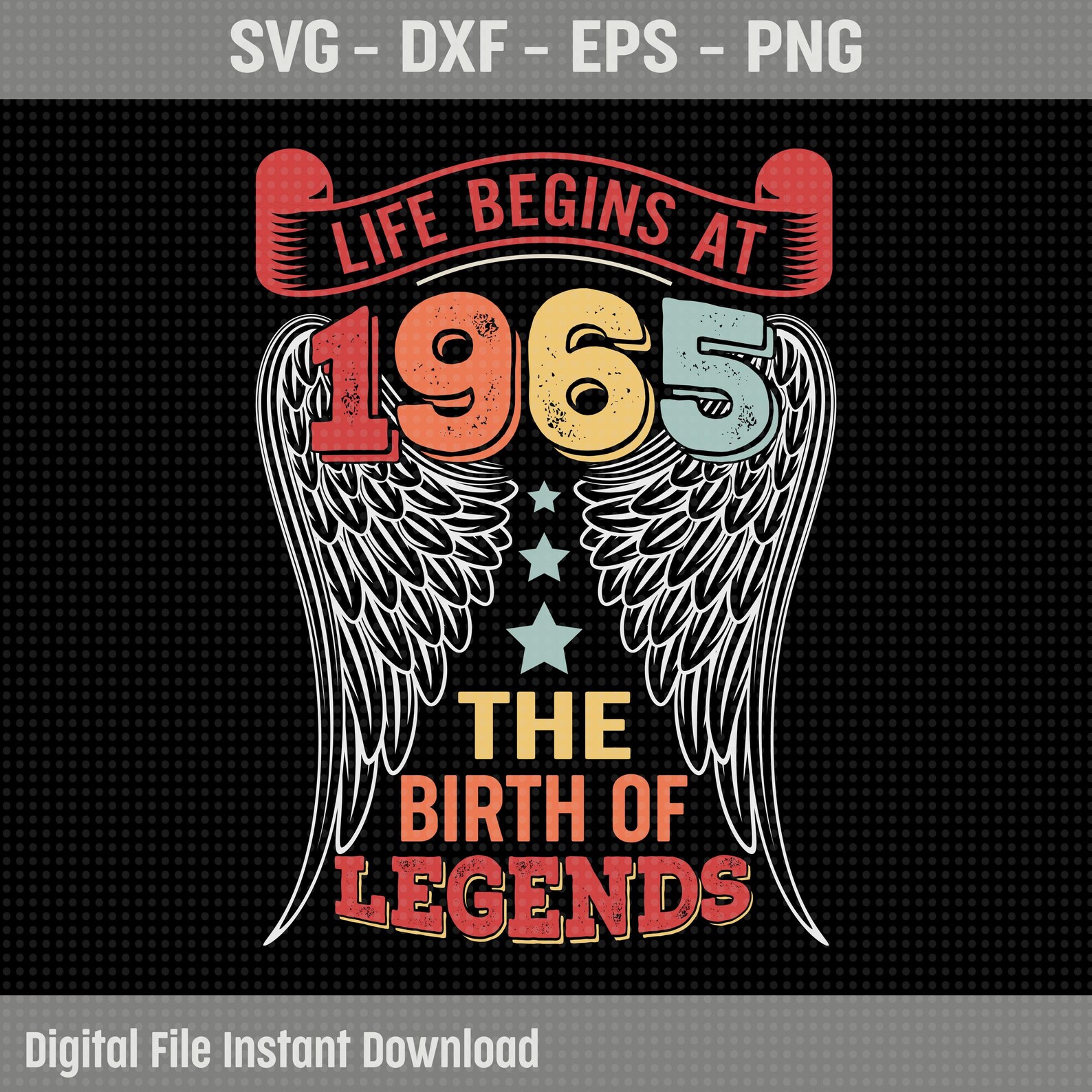 Life Begins at 1965 Birthday SVG, Vintage 1965 Birthday, Retro Legend ...
