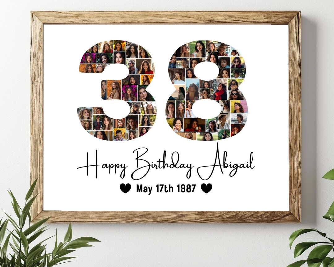 38th Birthday Photo Collage Template, Personalized 38th Birthday Gift ...