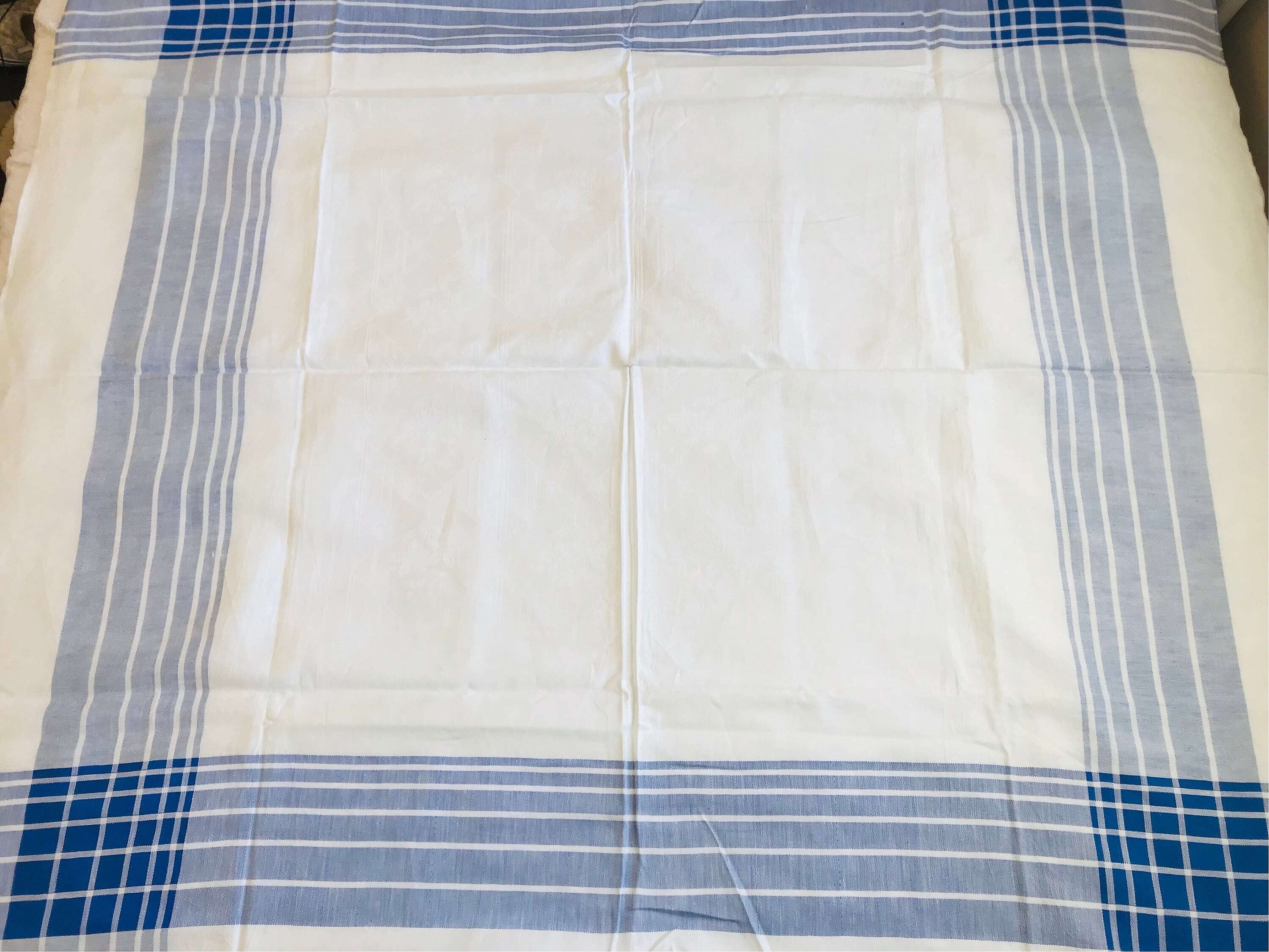 Beautiful Vintage Blue Striped Damask 50 X 50 Inch Tablecloth - Etsy