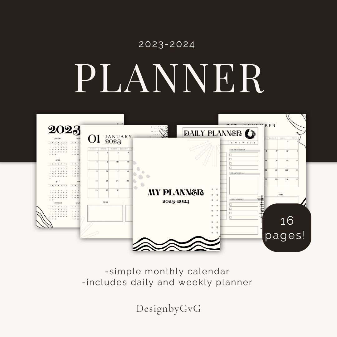 Simple 2023-2024 Calendar and Planner/pdf Download/printable - Etsy