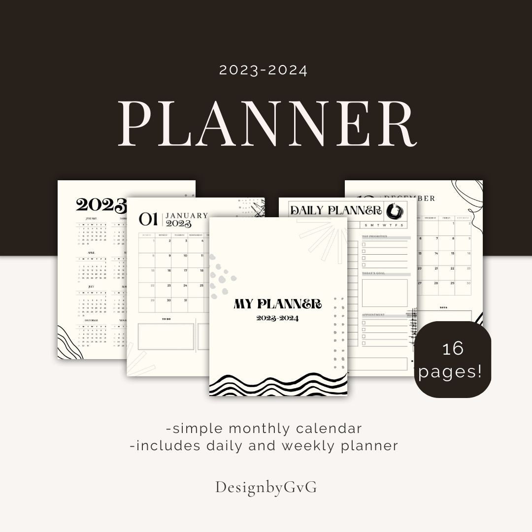 Simple 2023-2024 Calendar and Planner/pdf Download/printable - Etsy