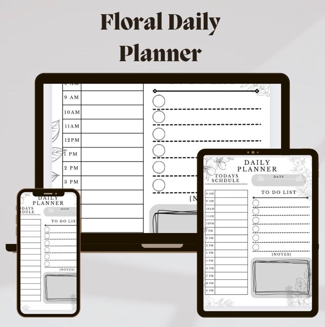 Floral Daily Planner Digital Download - Etsy
