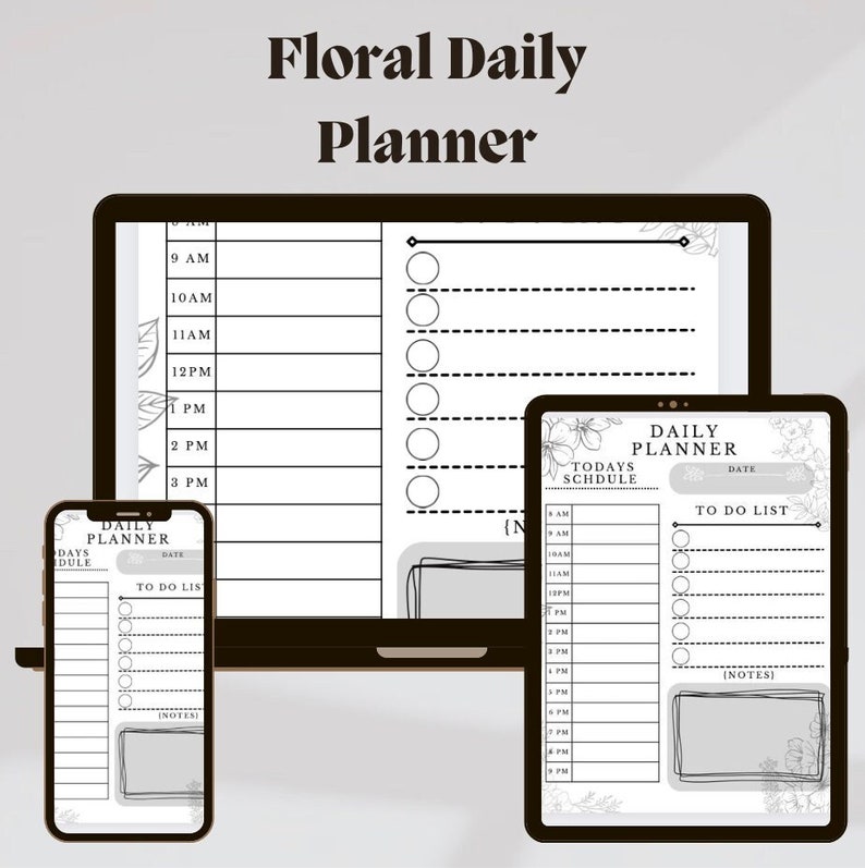 Floral Daily Planner Digital Download - Etsy