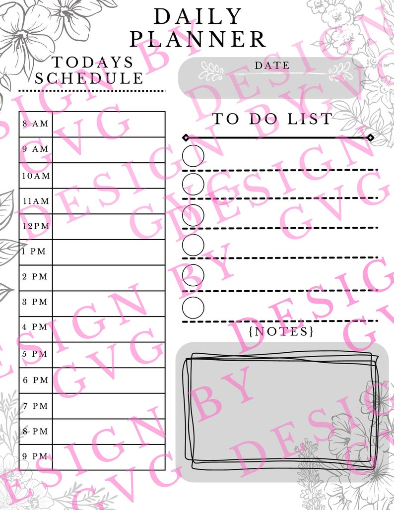 Floral Daily Planner Digital Download - Etsy