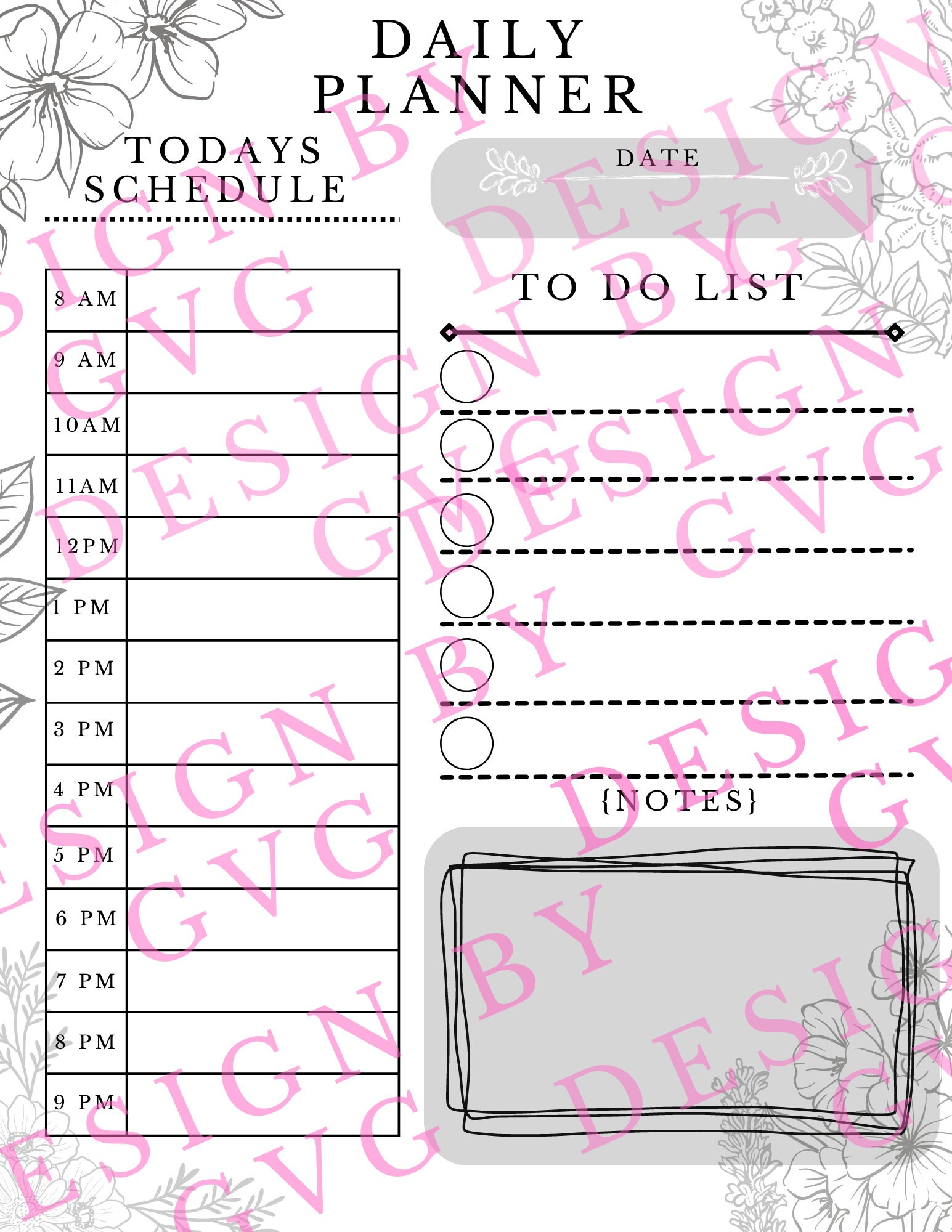 Floral Daily Planner Digital Download - Etsy
