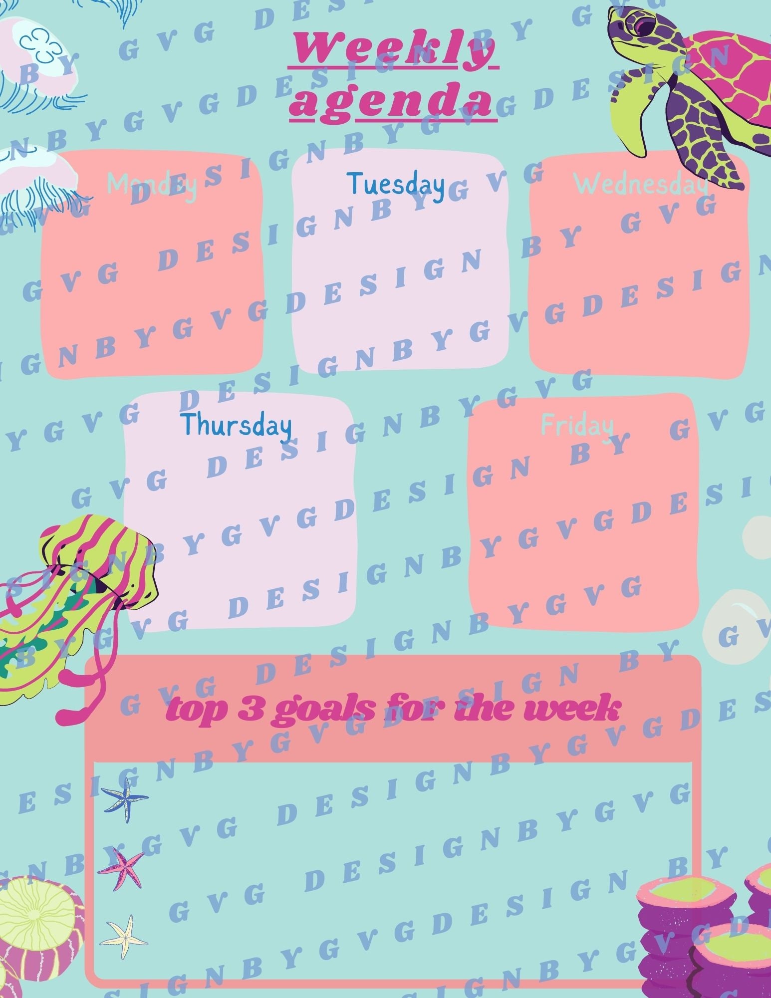 Under the Sea Homework Checklist and Weekly Agenda/ Pdf Download ...