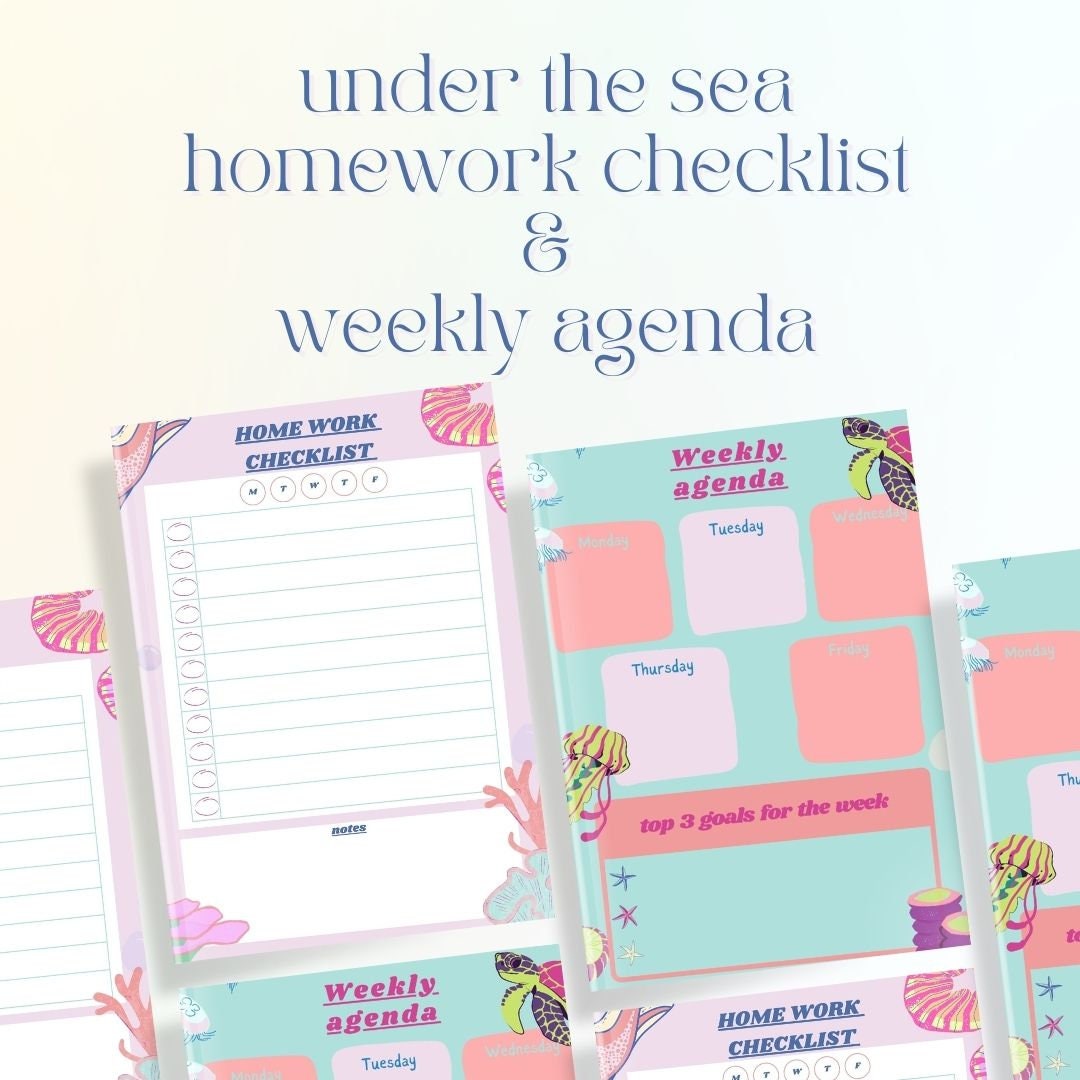 Under the Sea Homework Checklist and Weekly Agenda/ Pdf Download ...