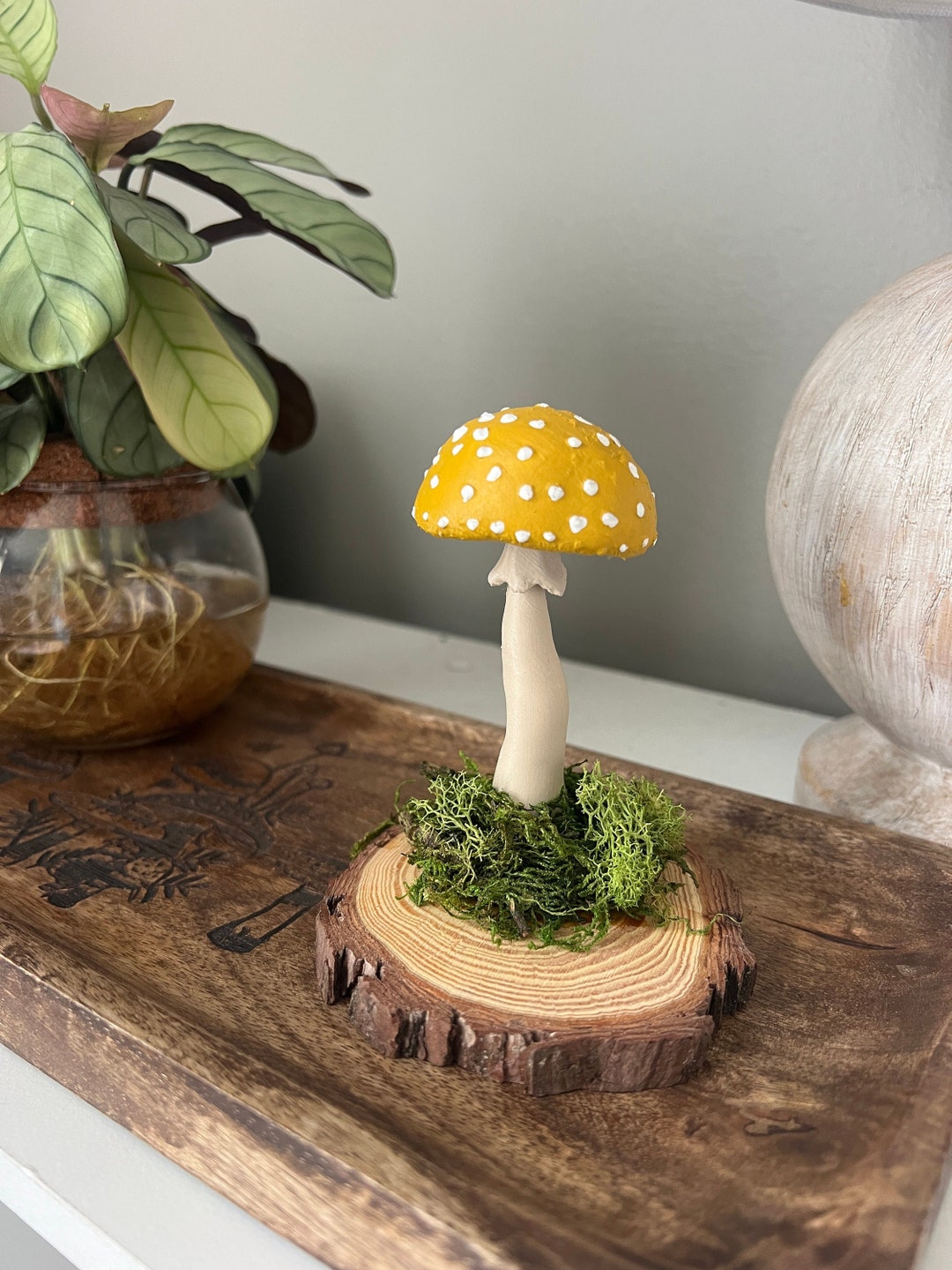 Woodland Mushroom Display - Wood and Moss Base - Decoration - Cake ...