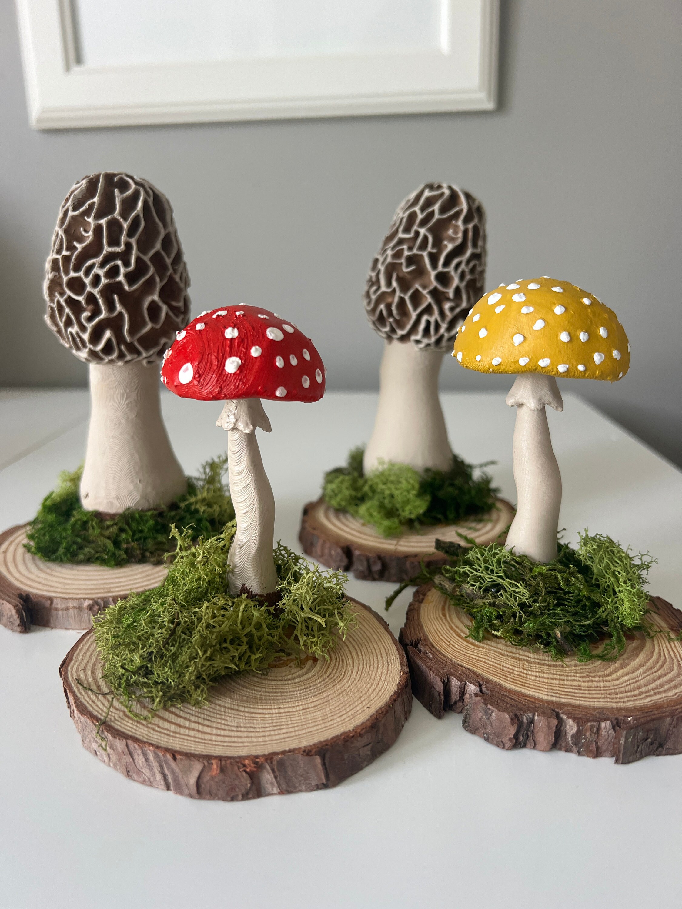 Woodland Mushroom Display Wood and Moss Base Decoration Cake Topper ...