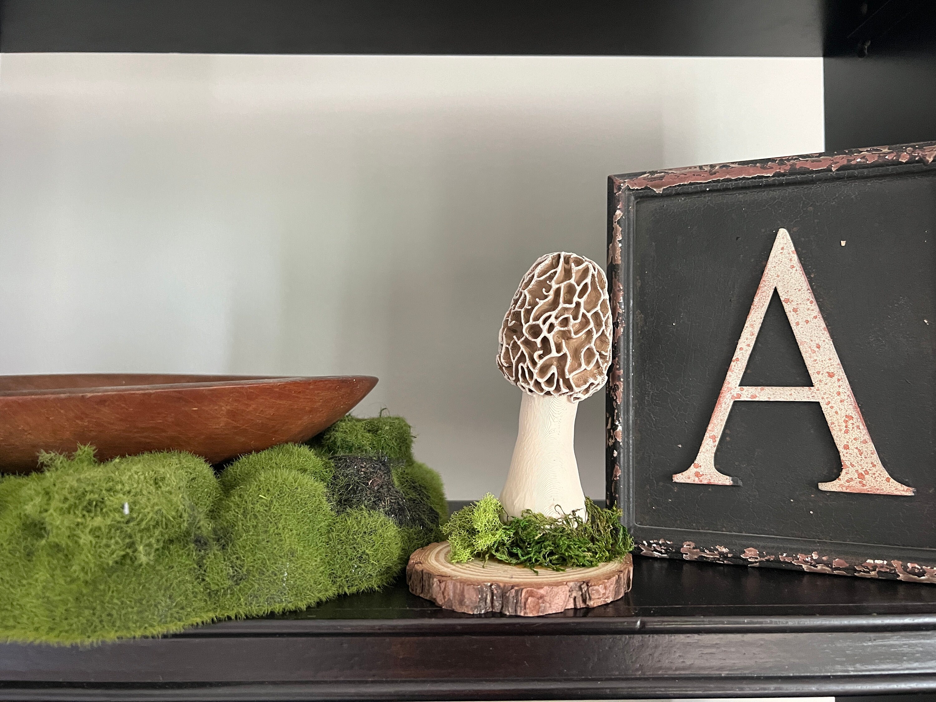 Woodland Mushroom Display Wood and Moss Base Decoration Cake Topper ...