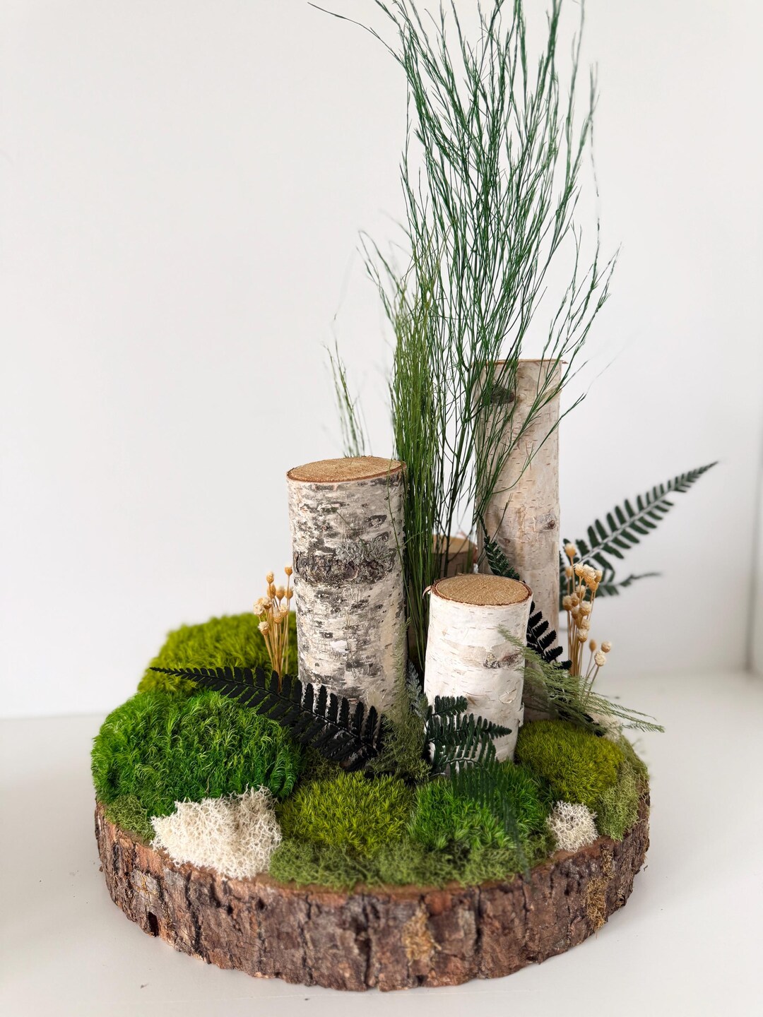 Centerpiece Woodland Moss Birch Floral Natural Sculpture - Etsy