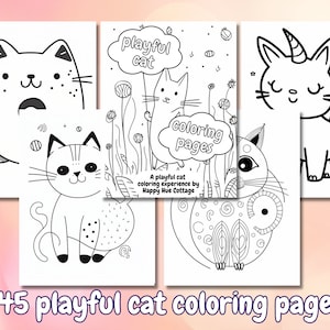 Playful Cat Coloring Pages, Coloring Sheets for Adults and Kids ...