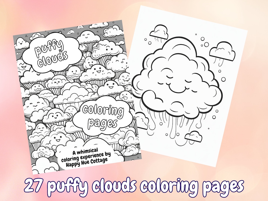 Puffy Clouds Coloring Pages, for Kids and Adults, Printable, Coloring ...