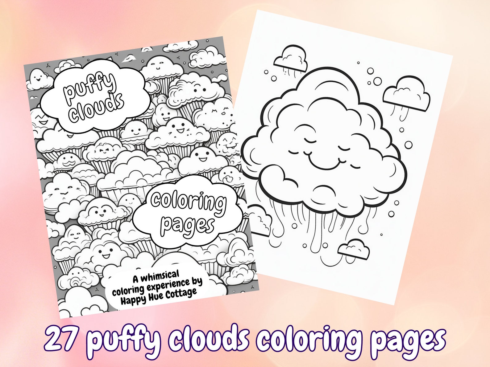 Puffy Clouds Coloring Pages, for Kids and Adults, Printable, Coloring ...