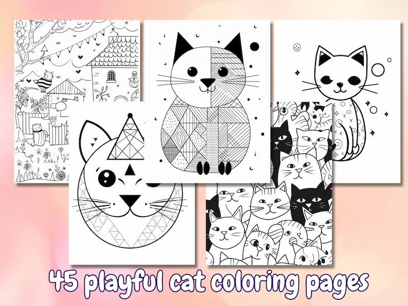 Playful Cat Coloring Pages, Coloring Sheets for Adults and Kids ...