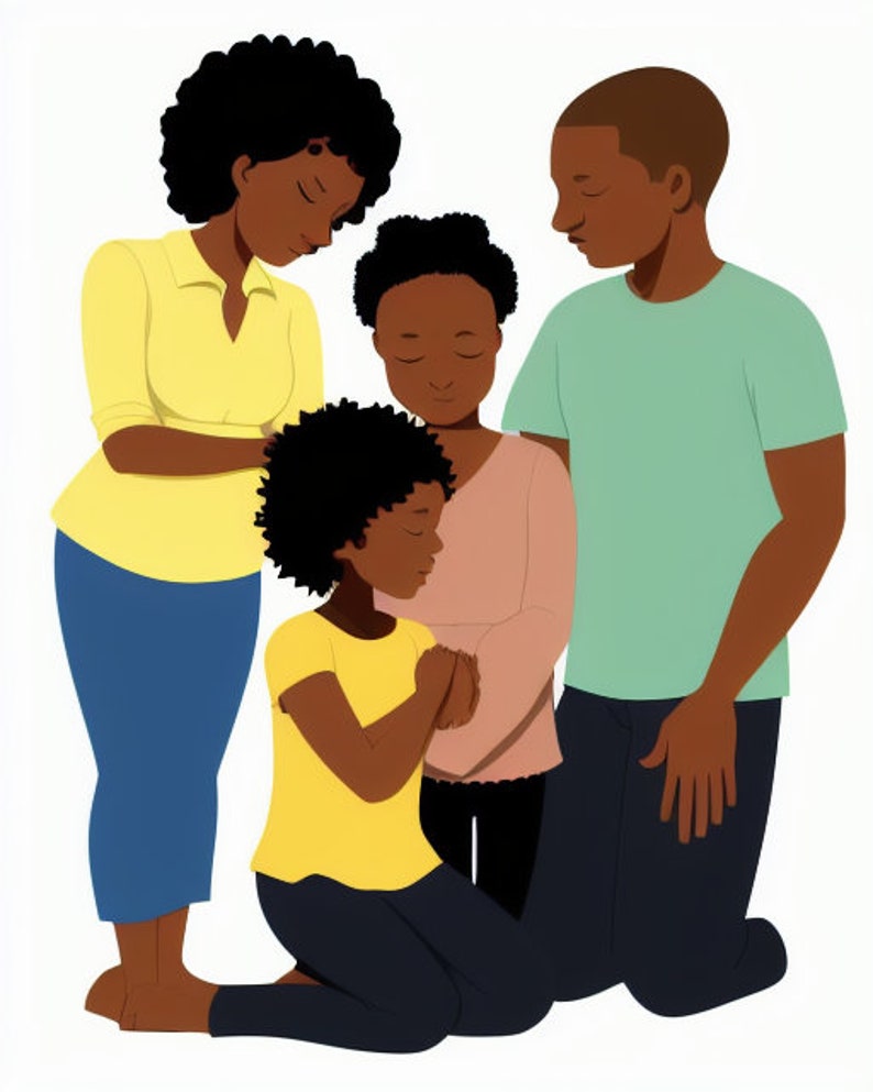 African American Family Praying Clip-art Set of 4 Images - Etsy