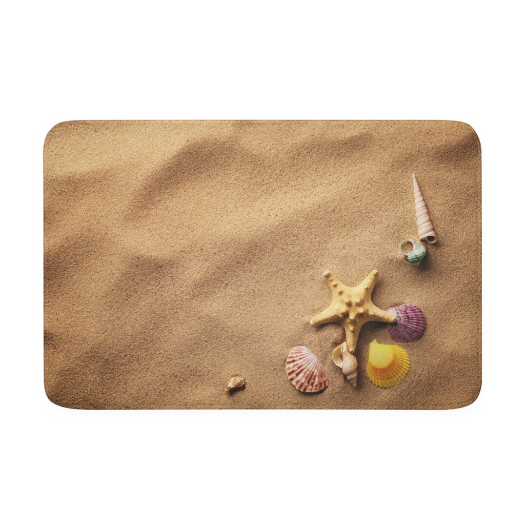 Sandy Beach With Seashells, Memory Foam Bath Mat - Etsy