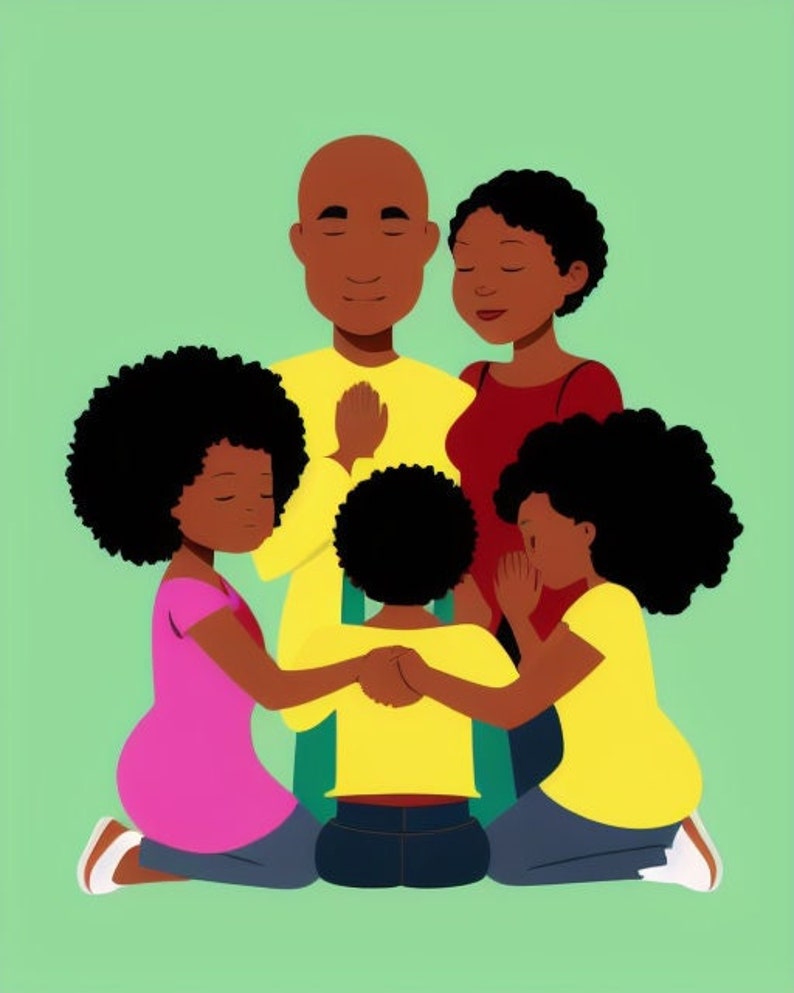 African American Family Praying Clip-art Set of 4 Images - Etsy