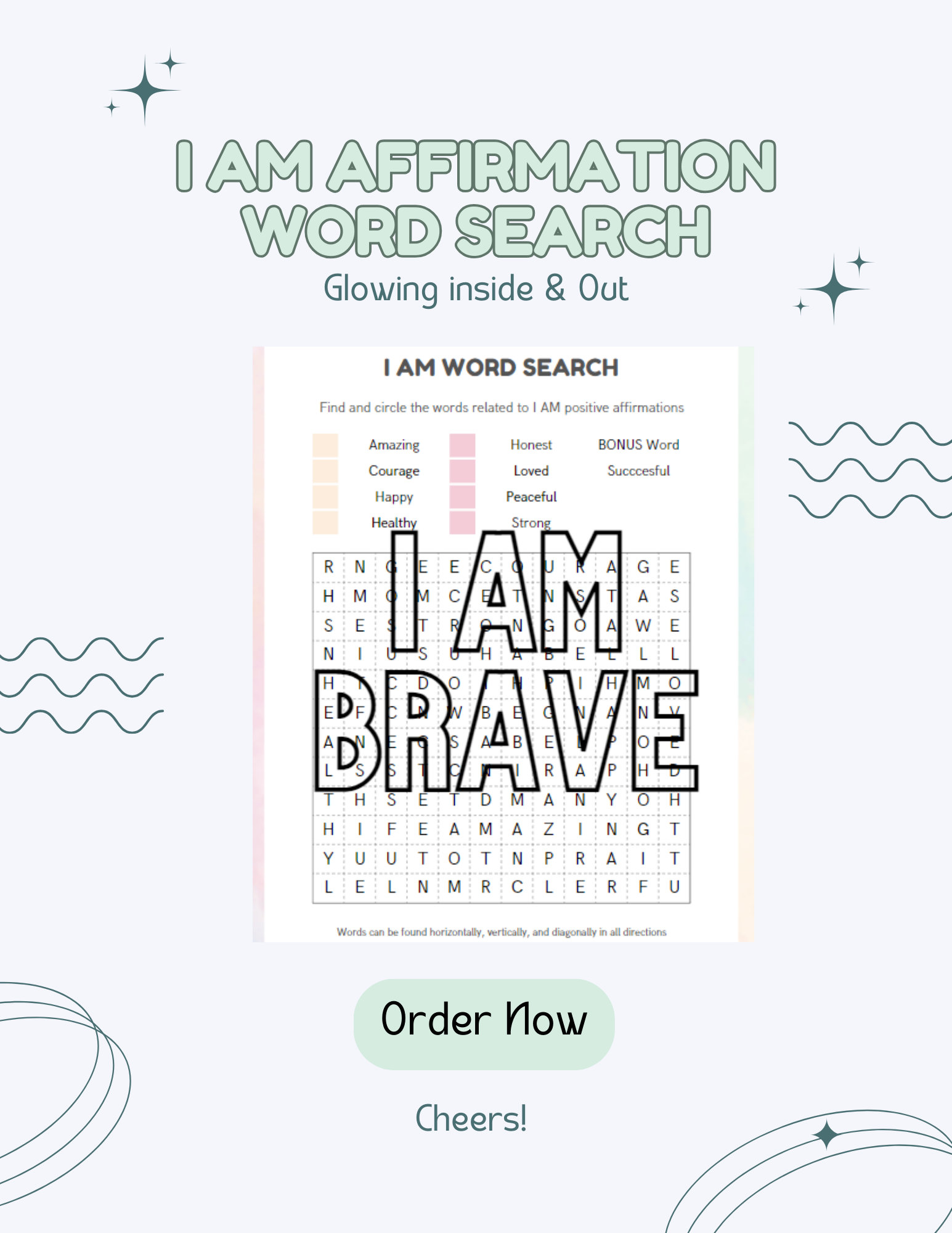 I AM Affirmation Word Search - Etsy