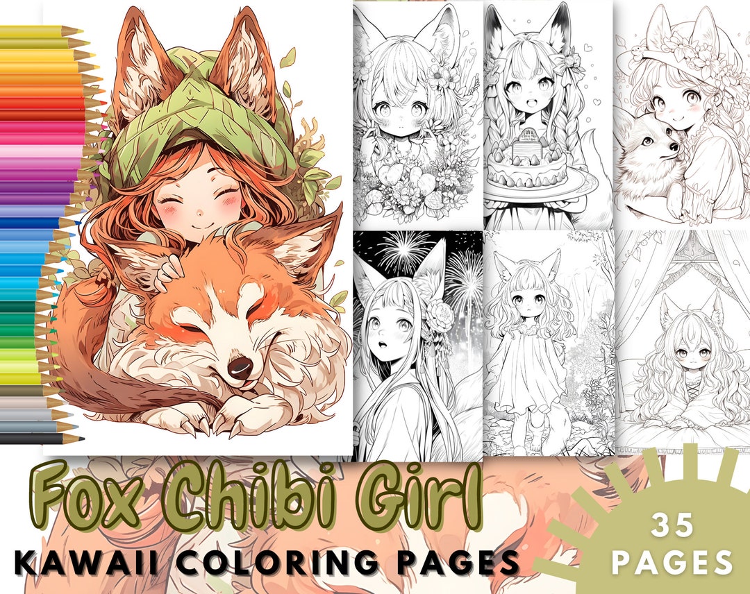 Manga Fox Girl Coloring Pages Adorable Characters, Animals, and More 35 ...