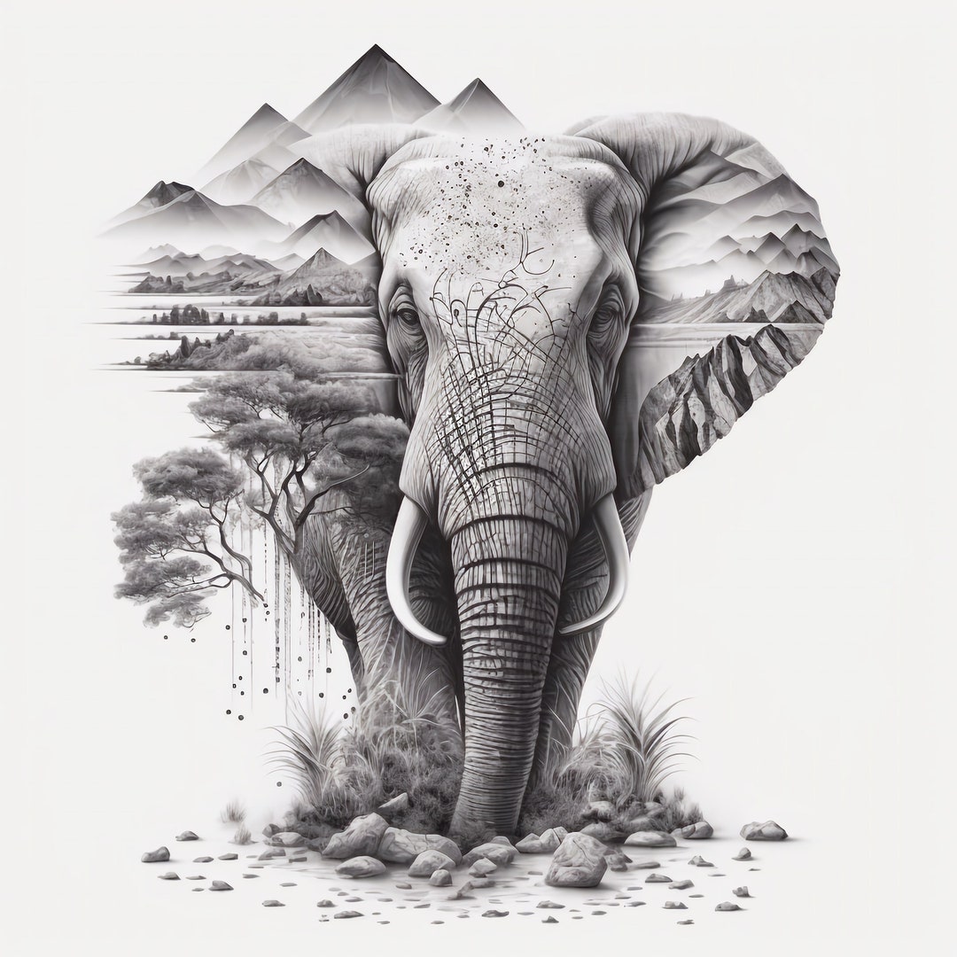 Geometric Elephant Digital Print - Etsy
