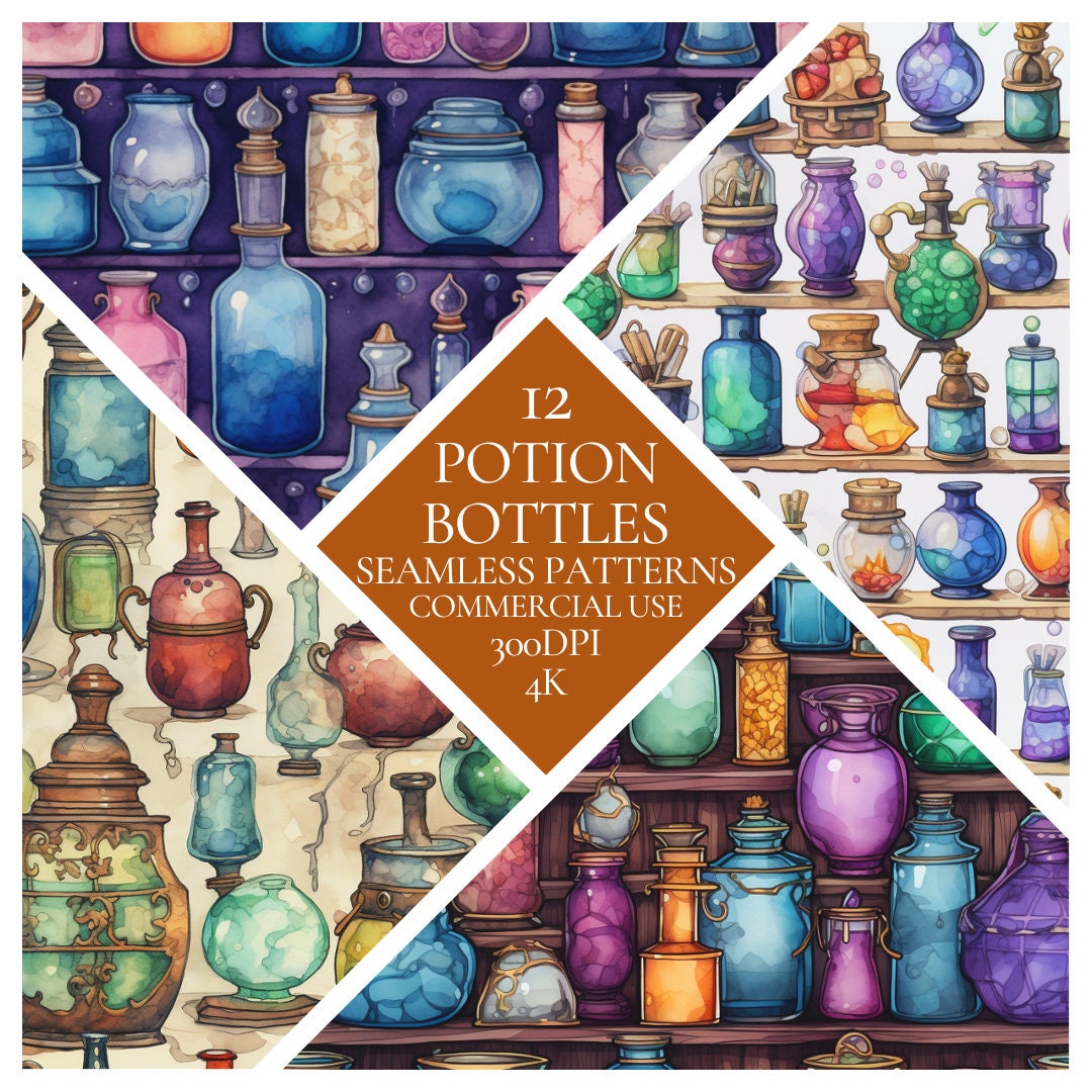 12 potions Steampunk Alchemy: Potion and Bottle - Etsy