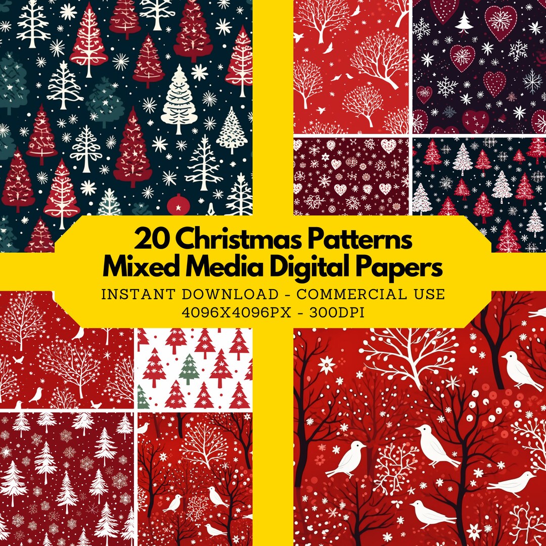 20 Christmas Patterns for Commercial Use Digital Paper - Etsy