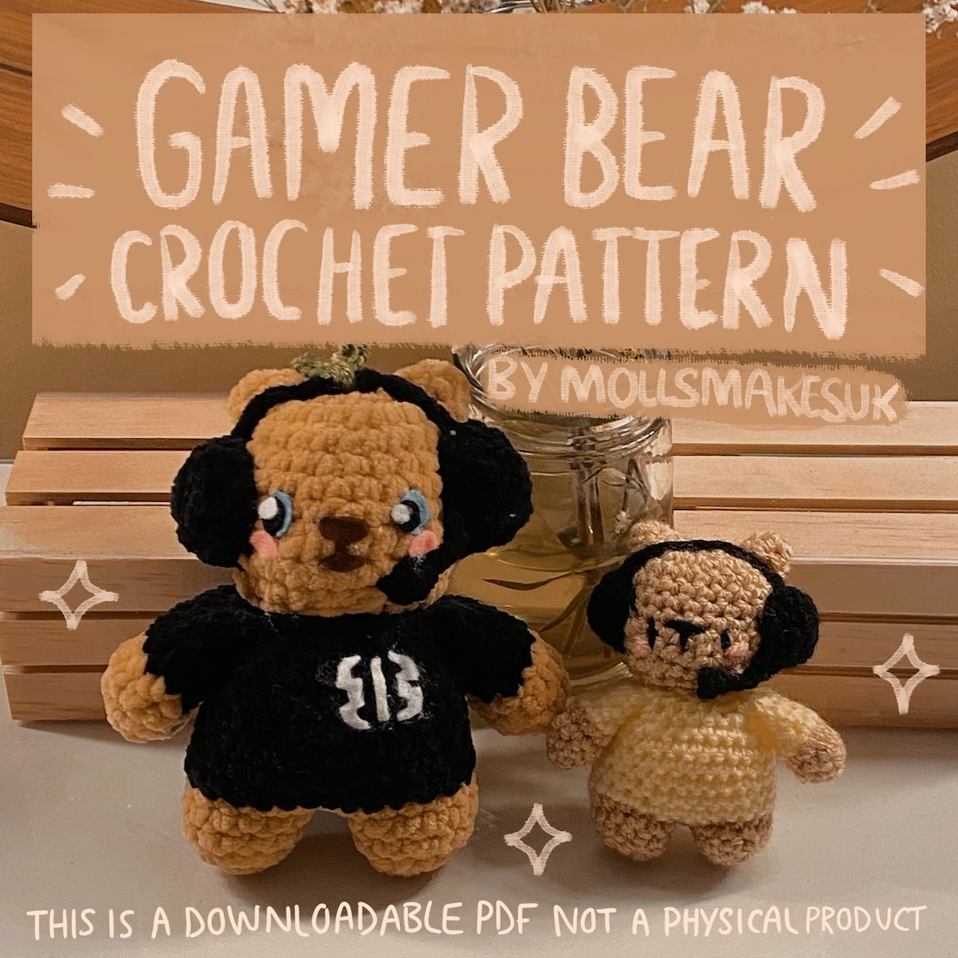 Gamer Bear Crochet Pattern (with Headset, Sprout and Hoodie!) | Crochet ...