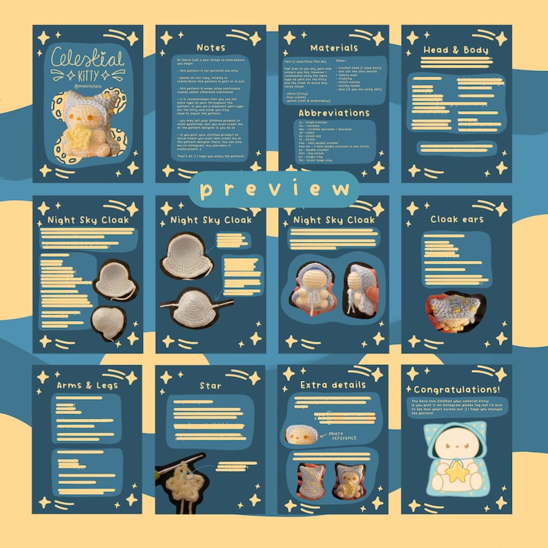 Celestial Kitty Crochet Pattern | Amigurumi Pattern | [not a Physical ...