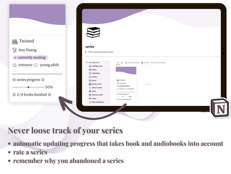 Minimal Notion Book Tracker Digital Reading Journal Template - Etsy