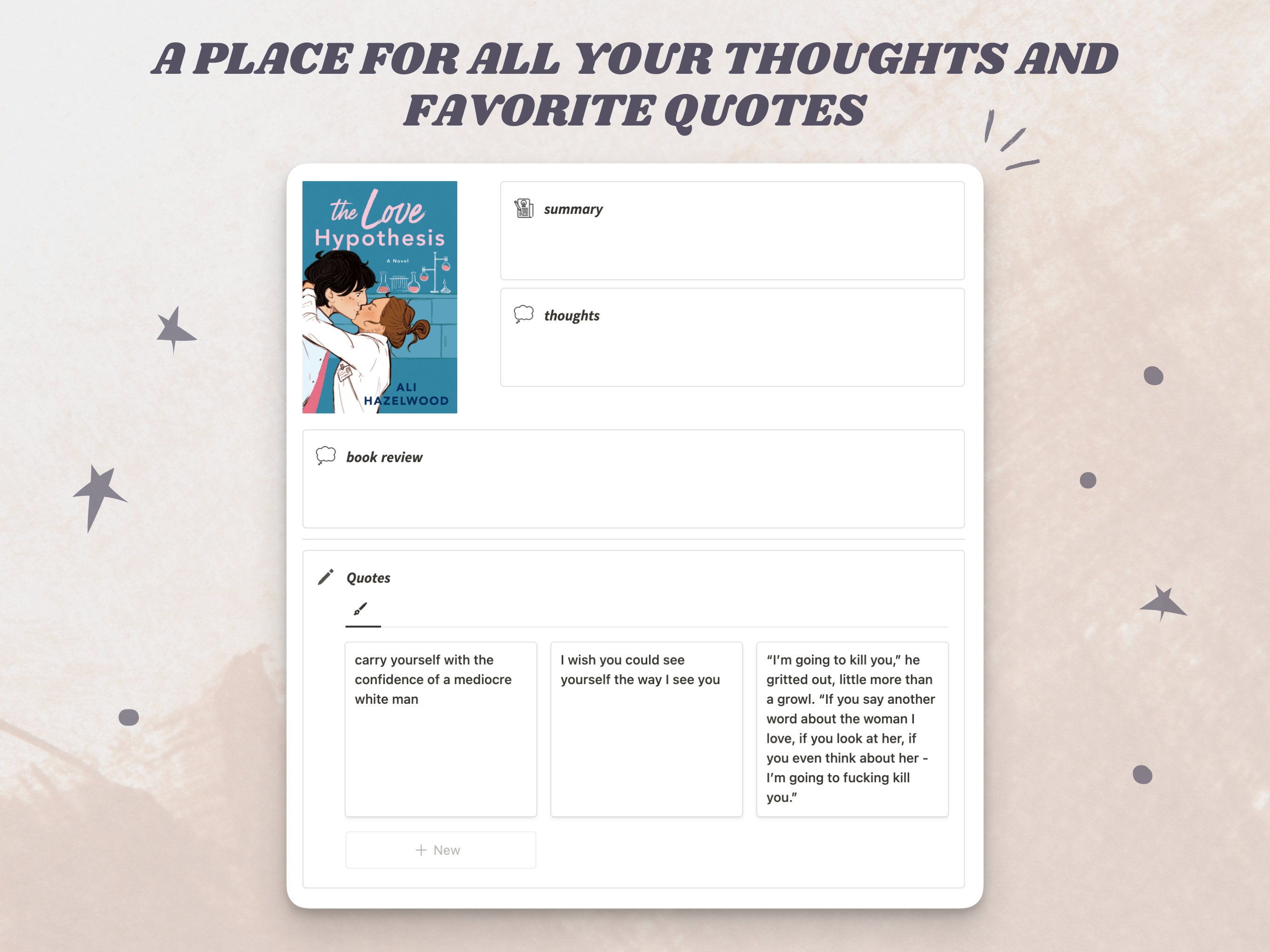 Notion Book Tracker Pastel Clouds Digital Reading Journal Template ...