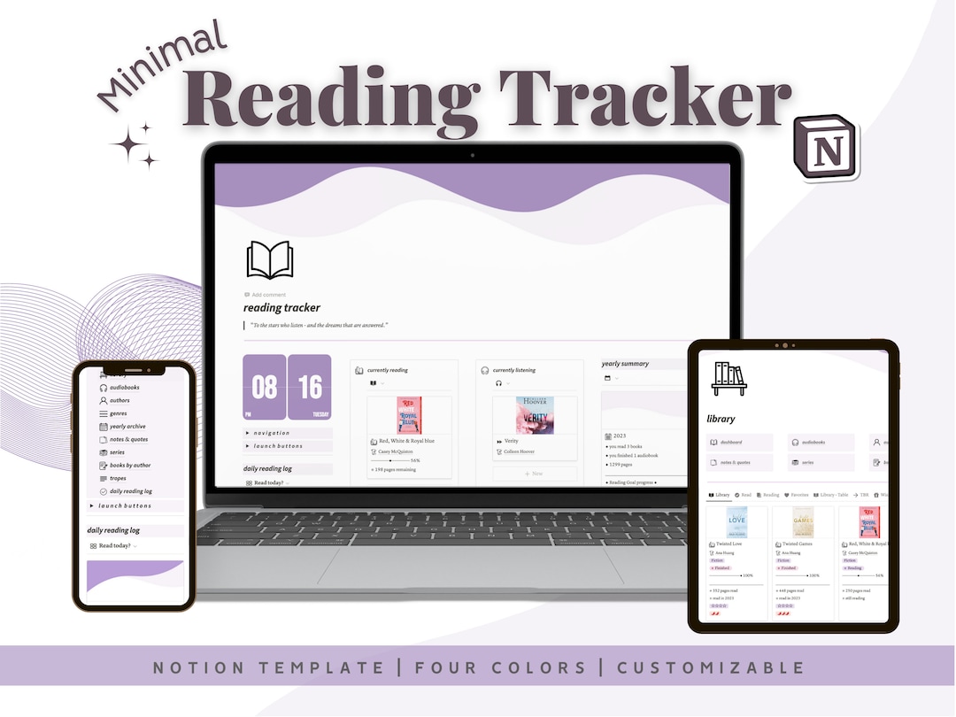 Minimal Notion Book Tracker Digital Reading Journal Template - Etsy