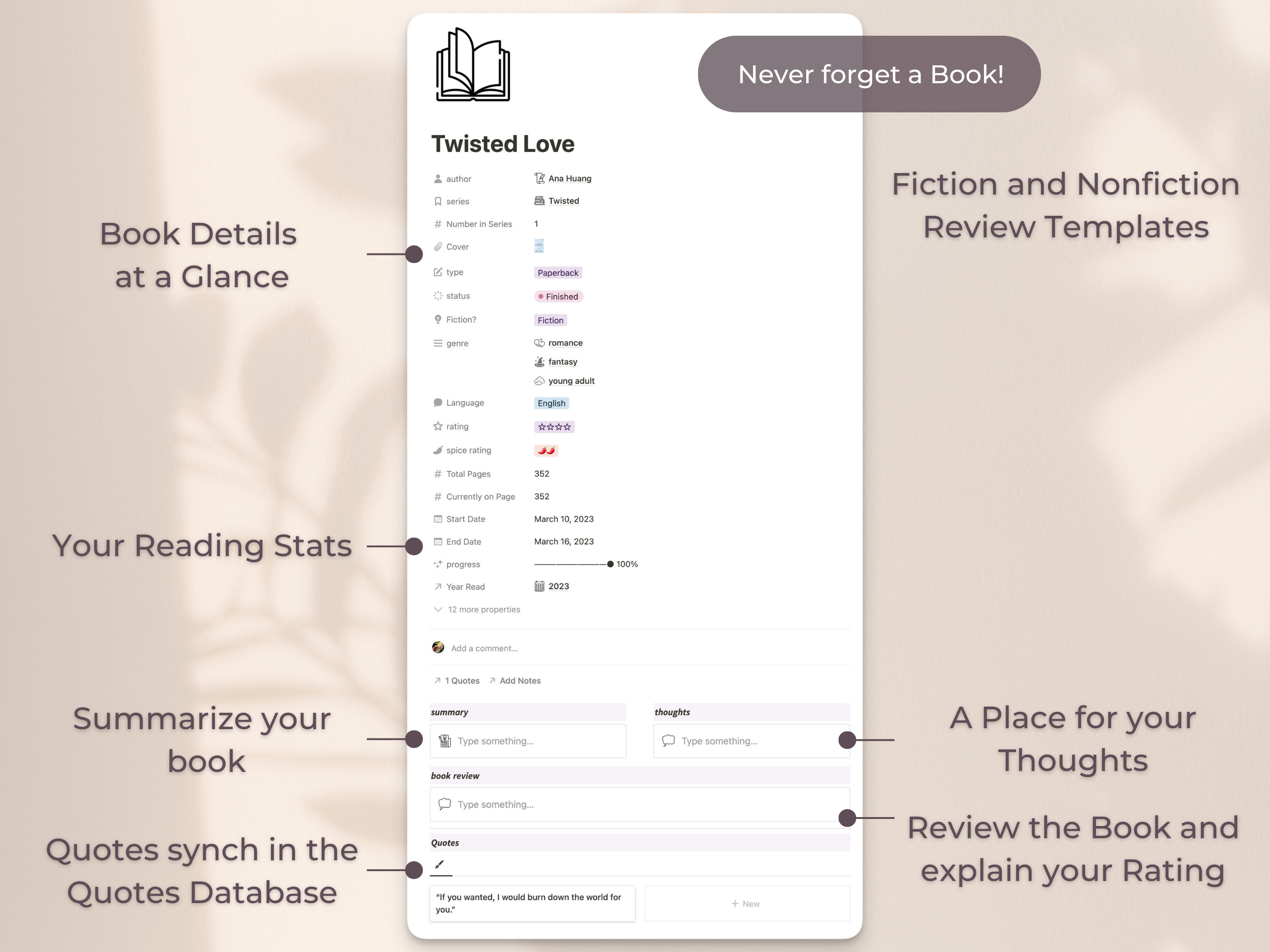 Notion Book Tracker Pastel Clouds Digital Reading Journal - Etsy