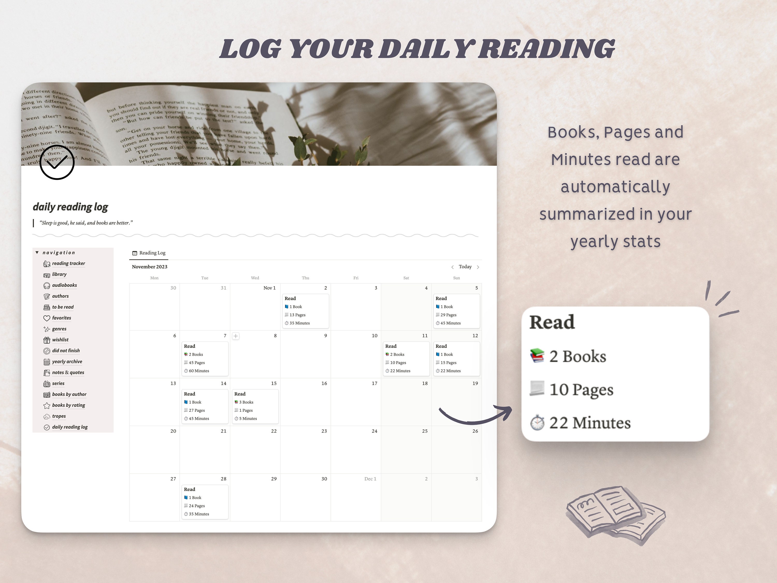 Notion Book Tracker Light Academia Digital Reading Journal Template Reading Challenge Book ...