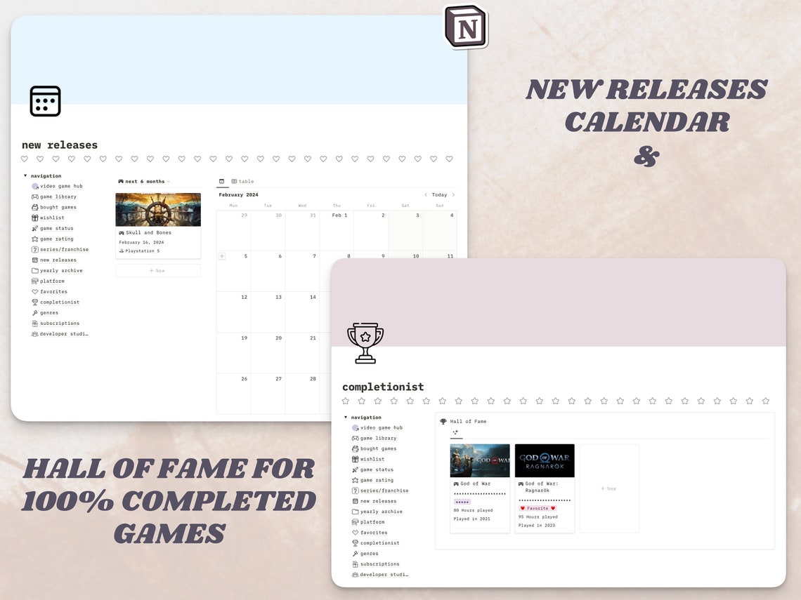 Video Game Tracker Notion Template Complete Gaming Dashboard Aesthetic ...