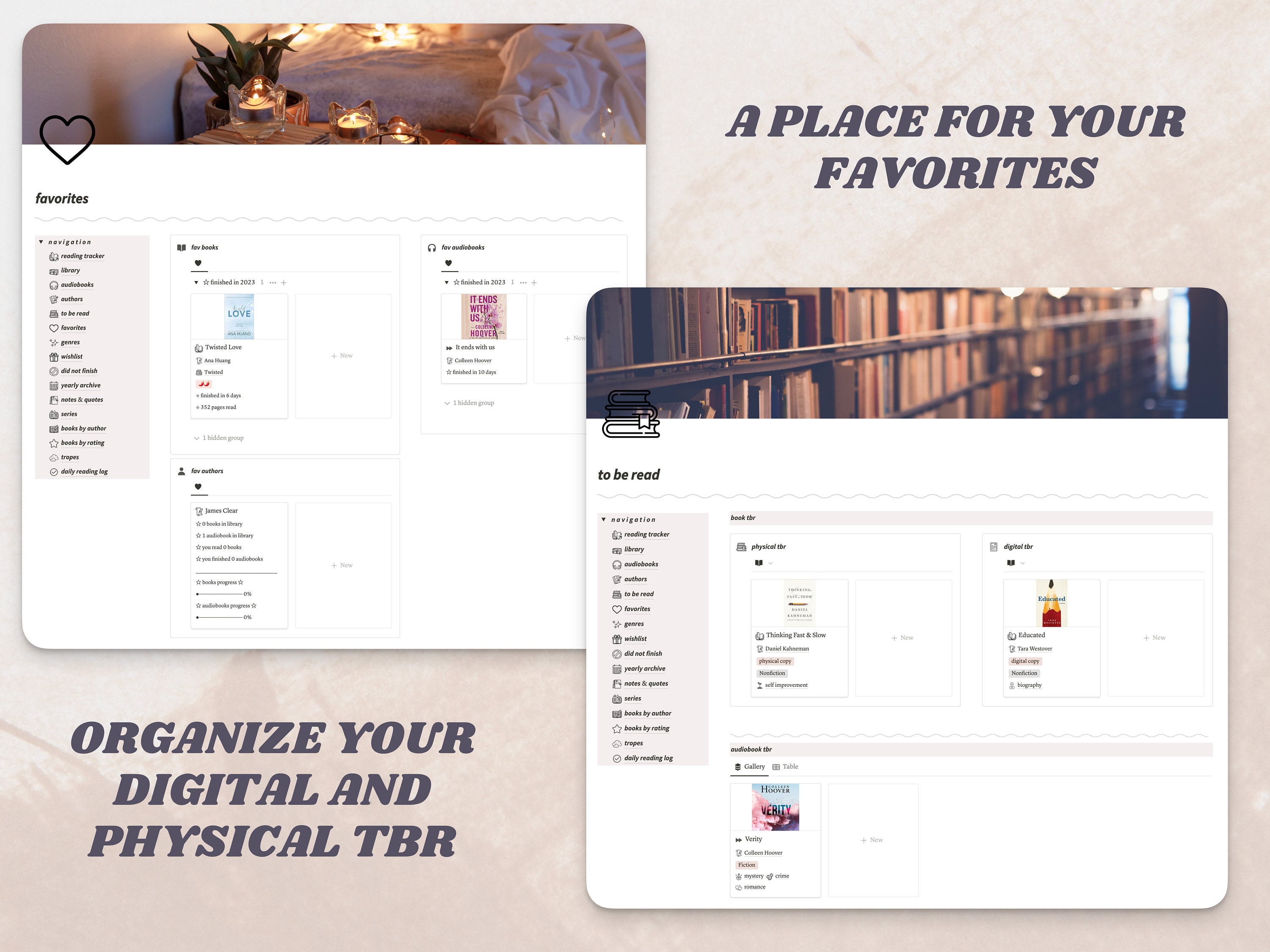 Notion Book Tracker Light Academia Digital Reading Journal Template ...