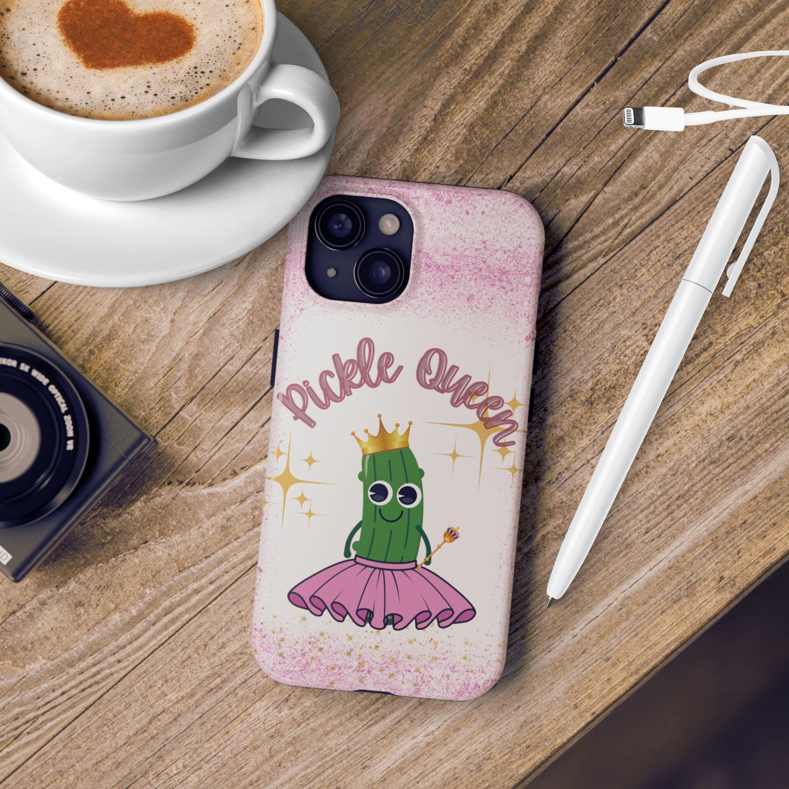Pickle Queen Pink Gold Sparkle Tough Phone Case for iPhone 13/14/15 ...