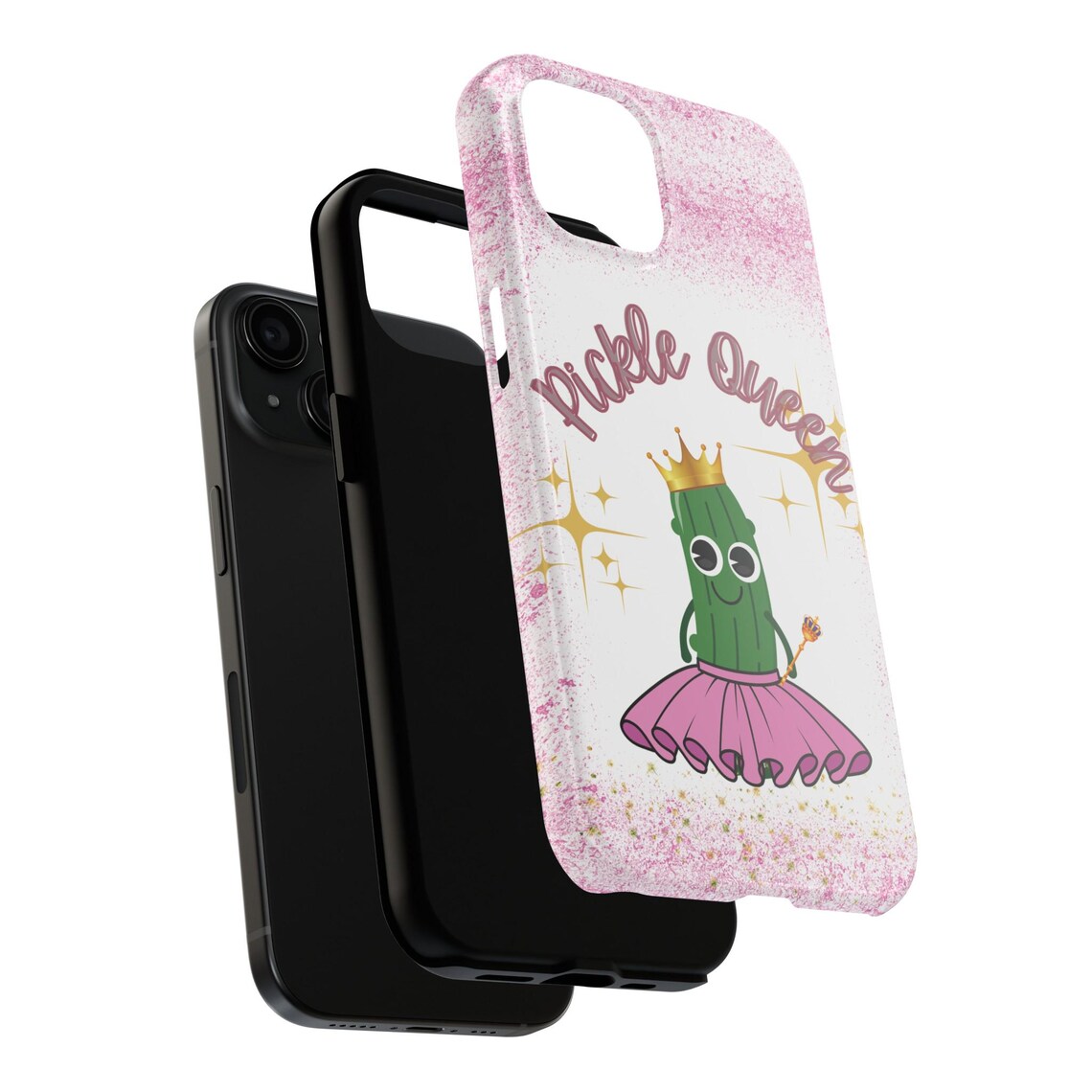 Pickle Queen Pink Gold Sparkle Tough Phone Case for iPhone 13/14/15 ...