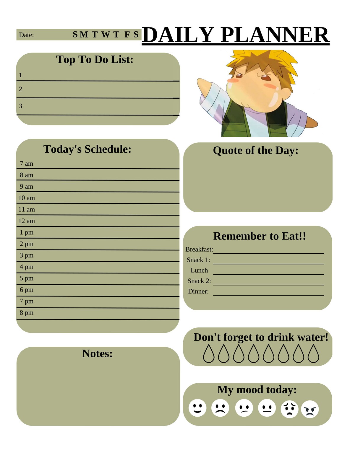 Undated Printable Daily Planner Pages - Etsy