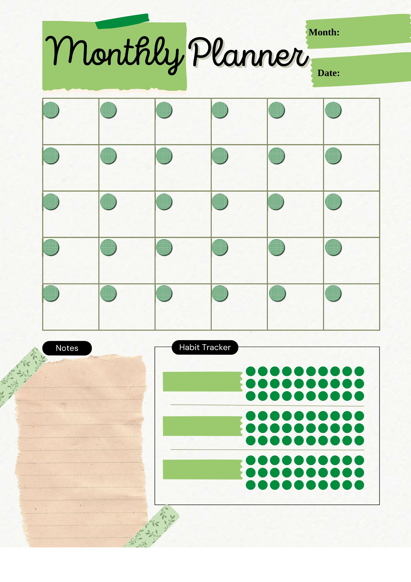 Undated Monthly Planner Pages - Etsy