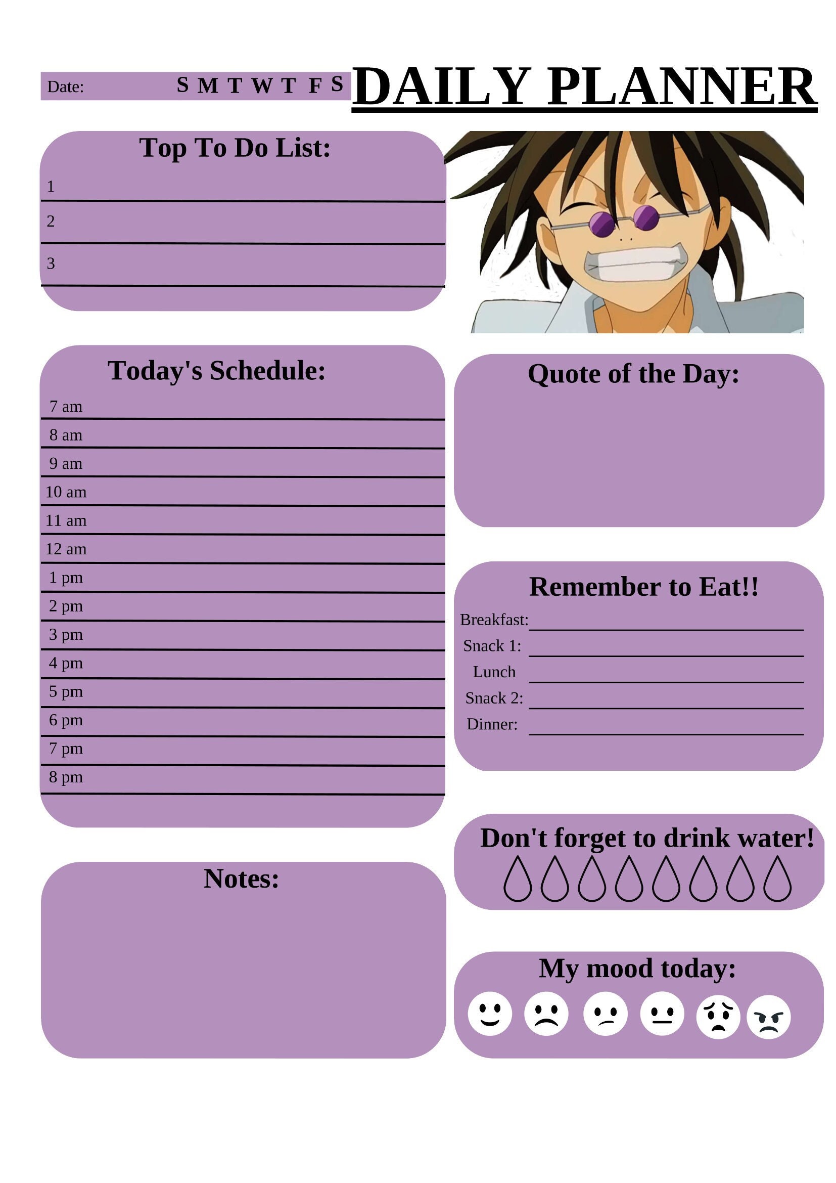 Undated Printable Daily Planner Page - Etsy