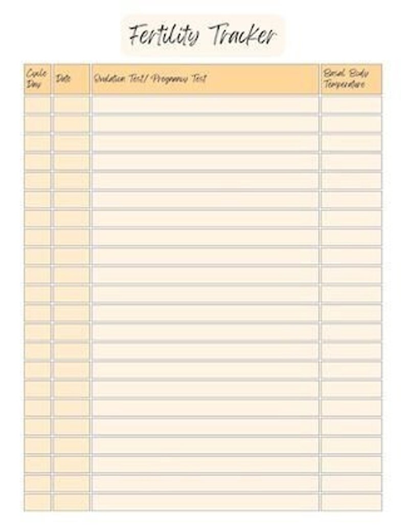 Simple Fertility Tracking Chart - Etsy