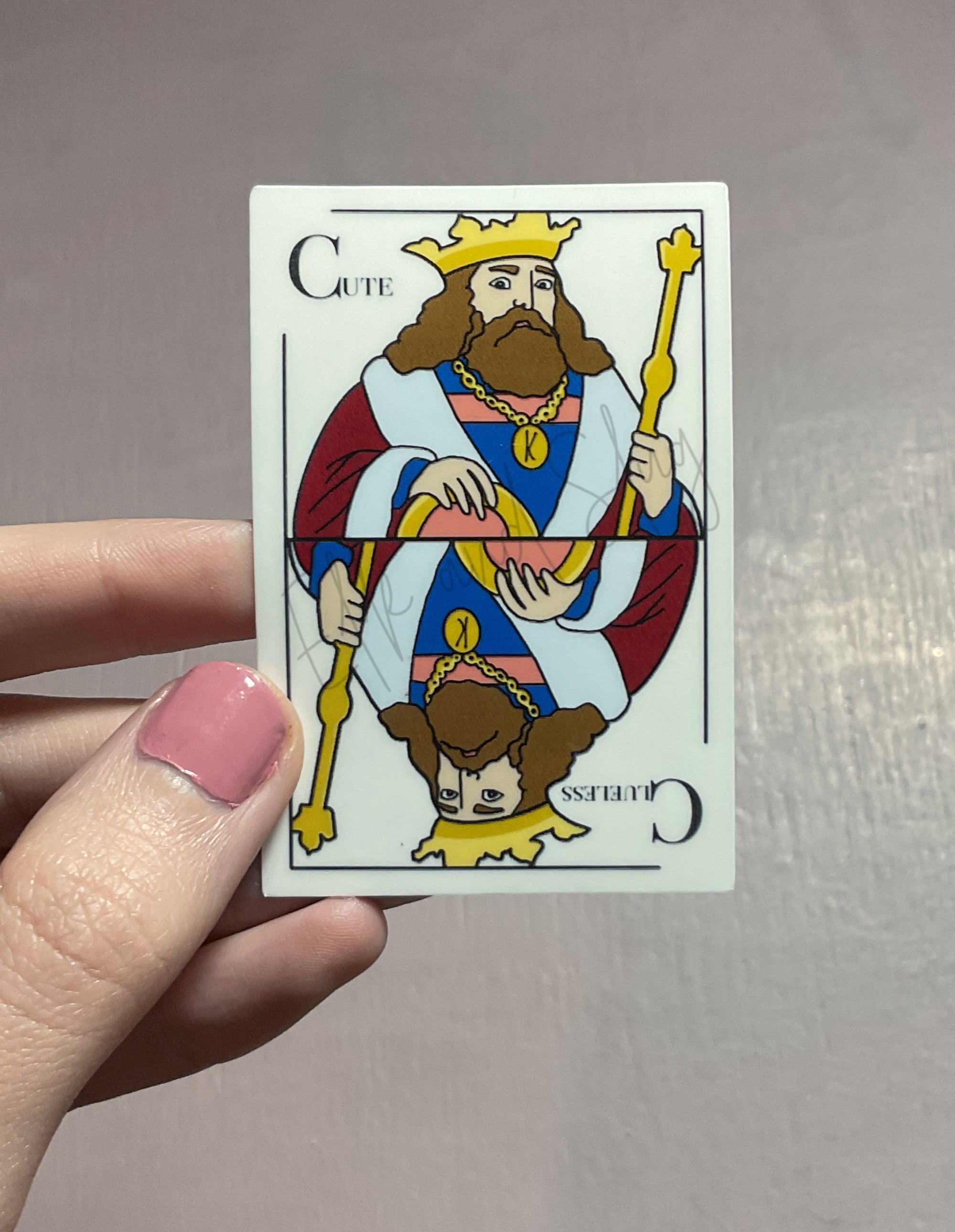 Cute / Clueless Sticker, King Playing Card, Water Resistant Vinyl ...